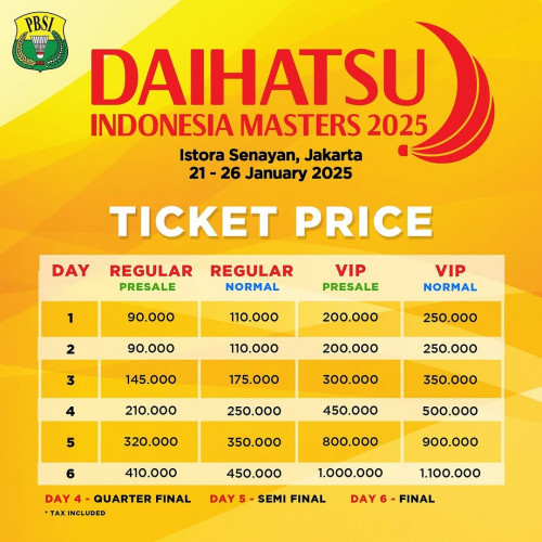 Harga Tiket Nonton Indonesia Masters 2025 di Istora Senayan, Paling Murah Rp90.000 | NNC Netralnews
