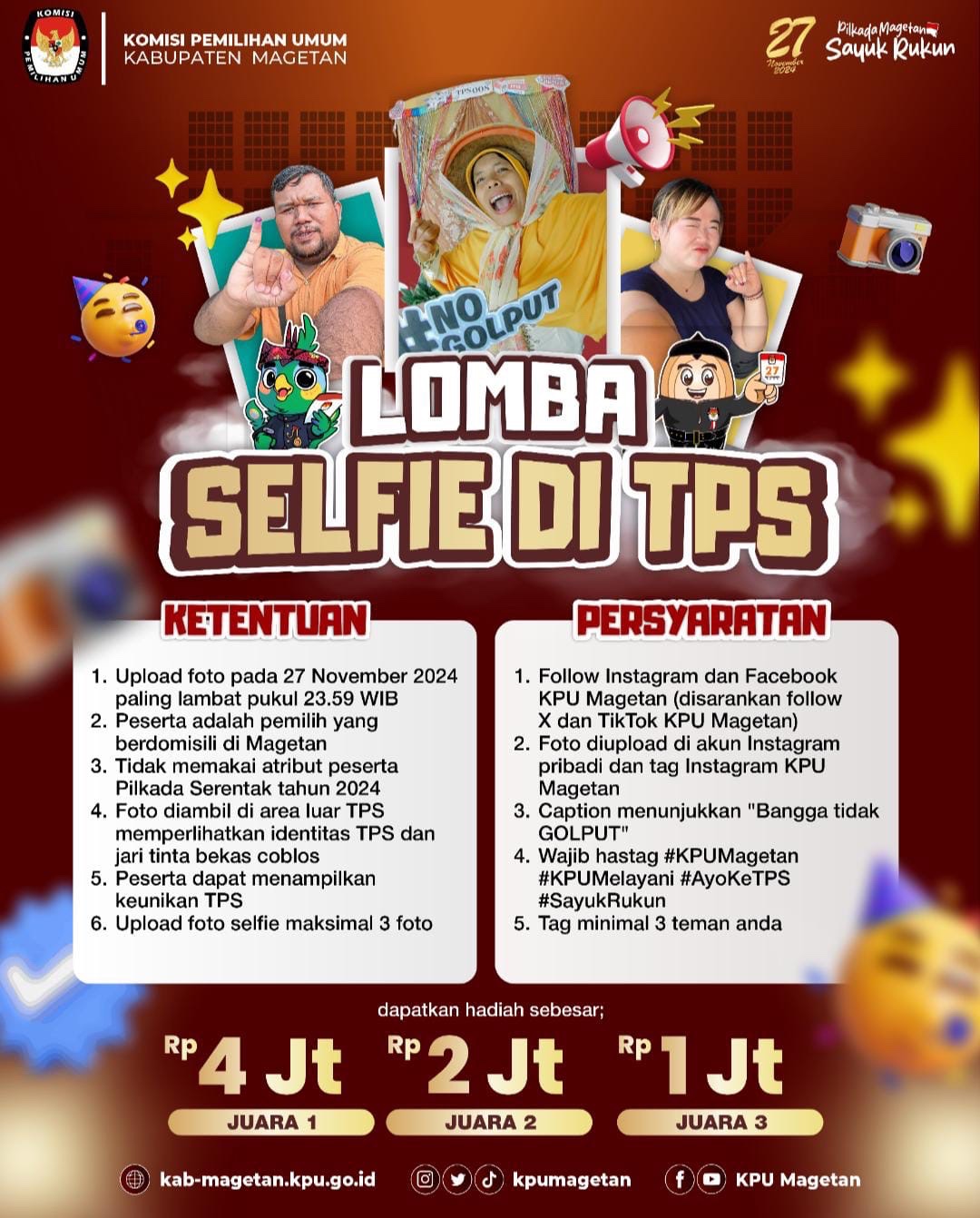 Lomba Selfie dan Wefie di TPS Ramaikan Pemilu 2024 di Magetan | NNC ...
