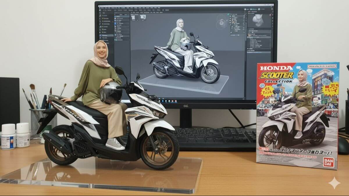 Prompt AI Miniatur Keluarga, Motor, & Couple yang Viral, Cukup Copy ...