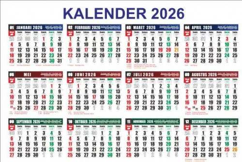Kalender 2026 Lengkap, Libur Nasional, Cuti Bersama & Long Weekend ...