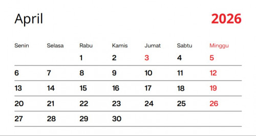 Kalender 2026 Bulan April Resmi, PDF Lengkap dengan Libur dan Link ...