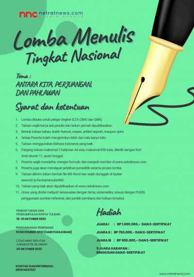 Ikut Lomba Menulis Tingkat Nasional bagi Pelajar SLTA, yuk! | NNC ...