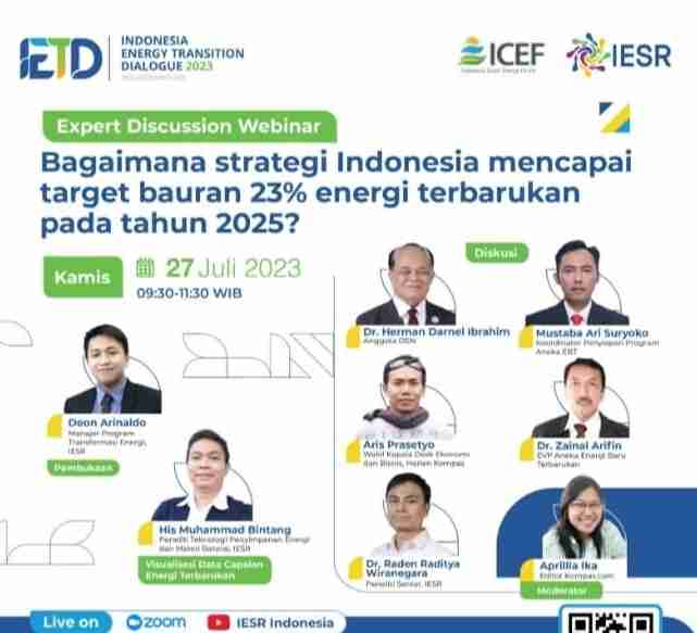 Expert Discussion Webinar : Bagaimana strategi Indonesia mencapai target bauran 23% energi ...