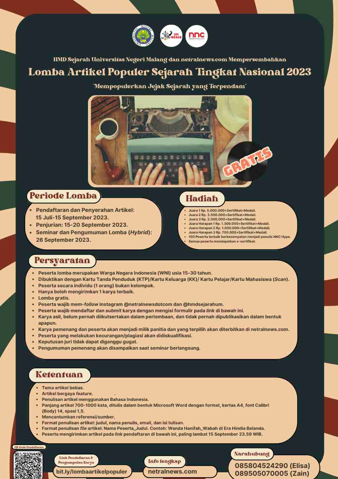 LOMBA ARTIKEL POPULER SEJARAH TINGKAT NASIONAL 2023 | NNC Netralnews