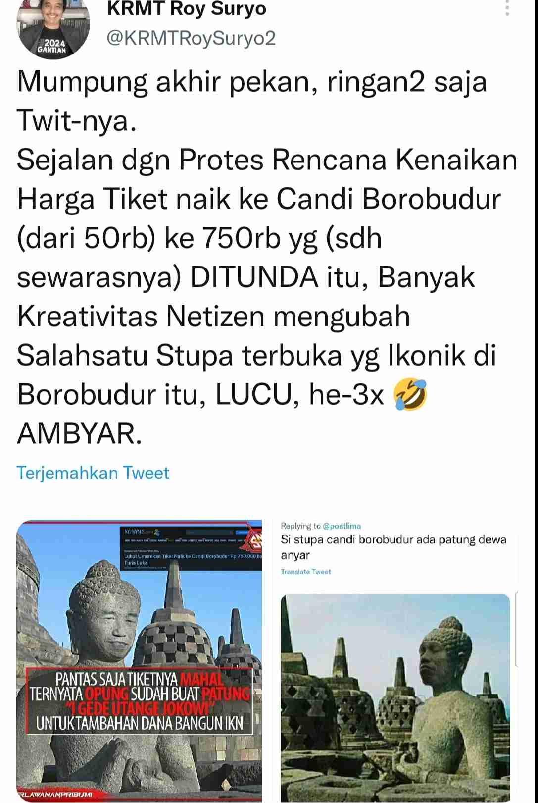 Waduh, Roy Suryo Unggah Meme Patung Buddha Berwajah Jokowi `I Gede ... Waduh, Roy Suryo Unggah Meme Patung Buddha Berwajah Jokowi `I Gede ...